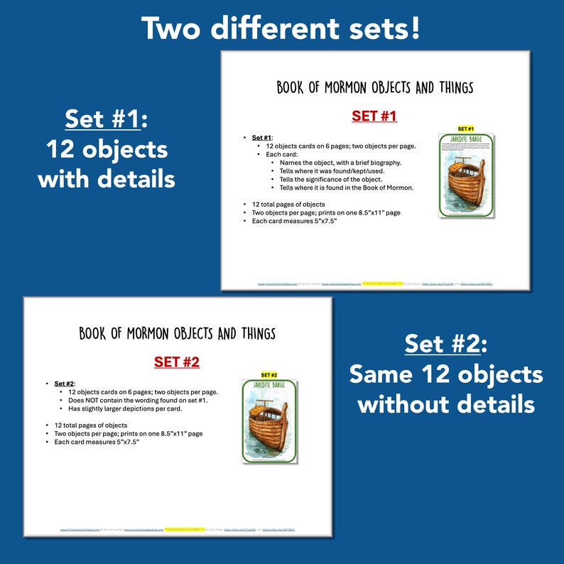 LDS Book of Mormon Objects Cards, 3 Sizes, Digital Download, Printable ...
