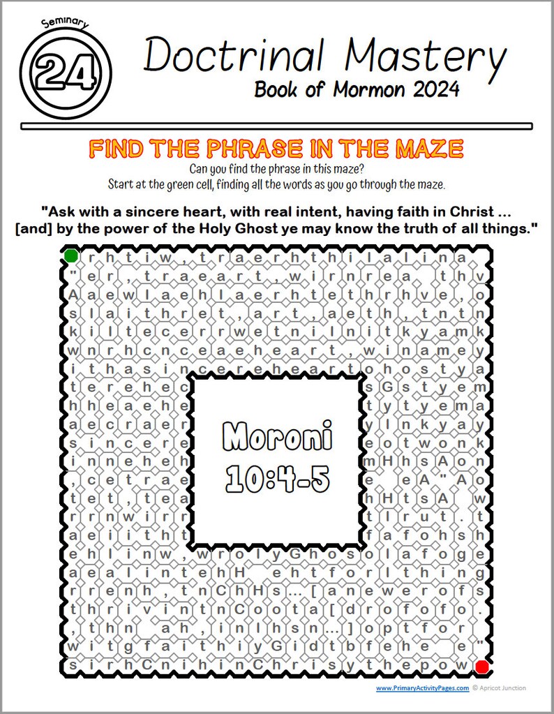 MAZES 24 Full Page 2024 Doctrinal Mastery Book of Mormon Printable ...