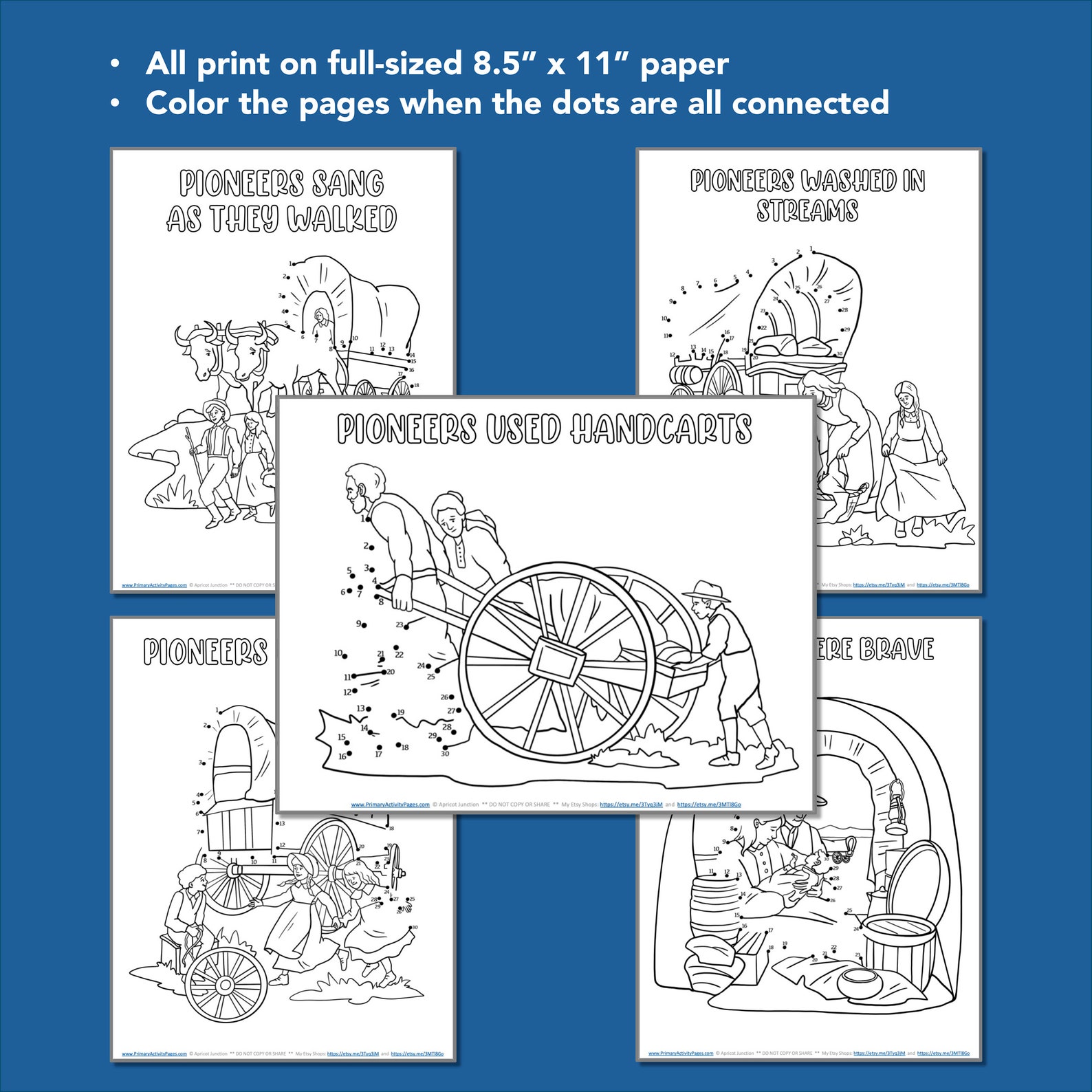 LDS Pioneer Day Connect-the-dots Coloring Pages, Mormon Pioneers, Full ...