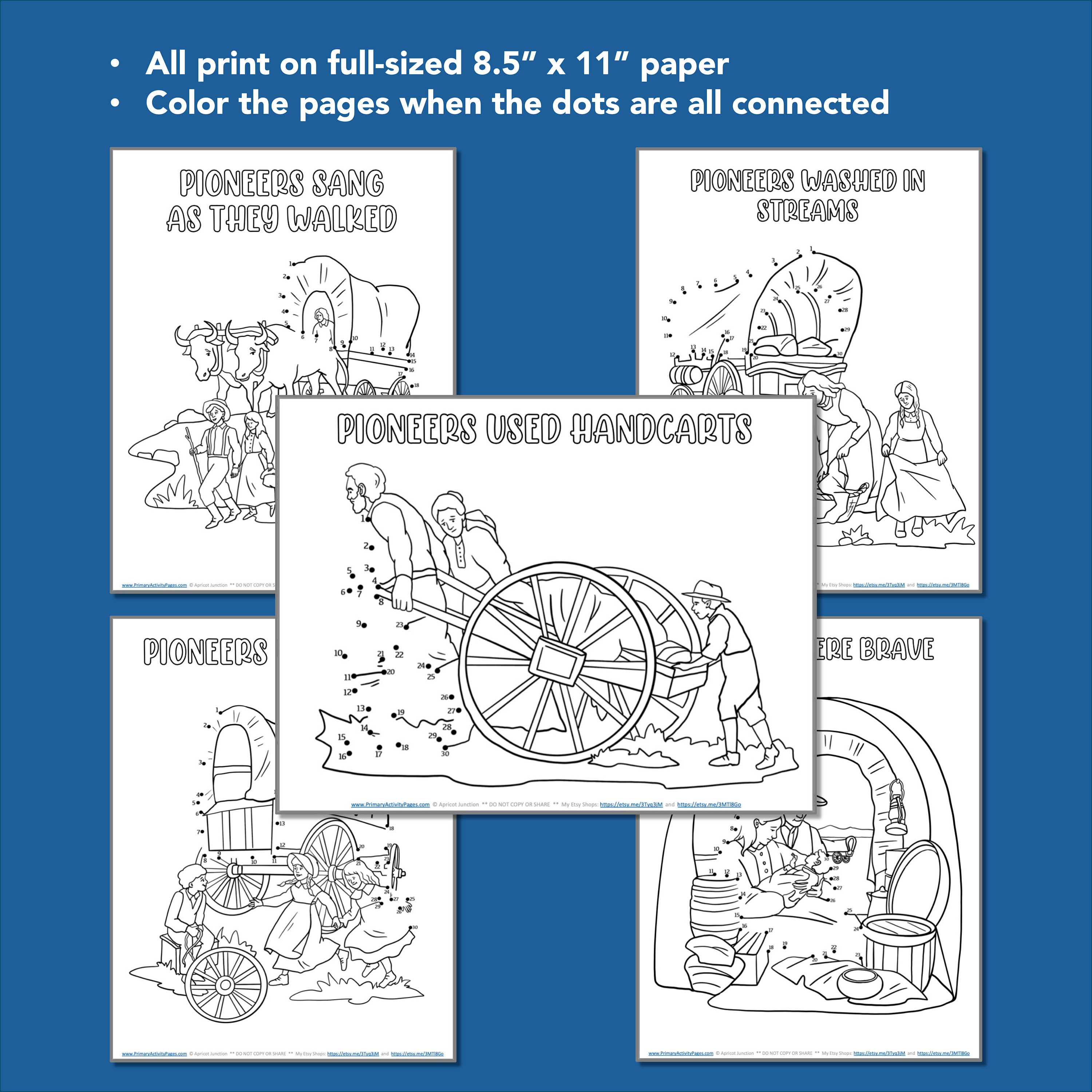 LDS Pioneer Day Connect-the-dots Coloring Pages, Mormon Pioneers, Full ...