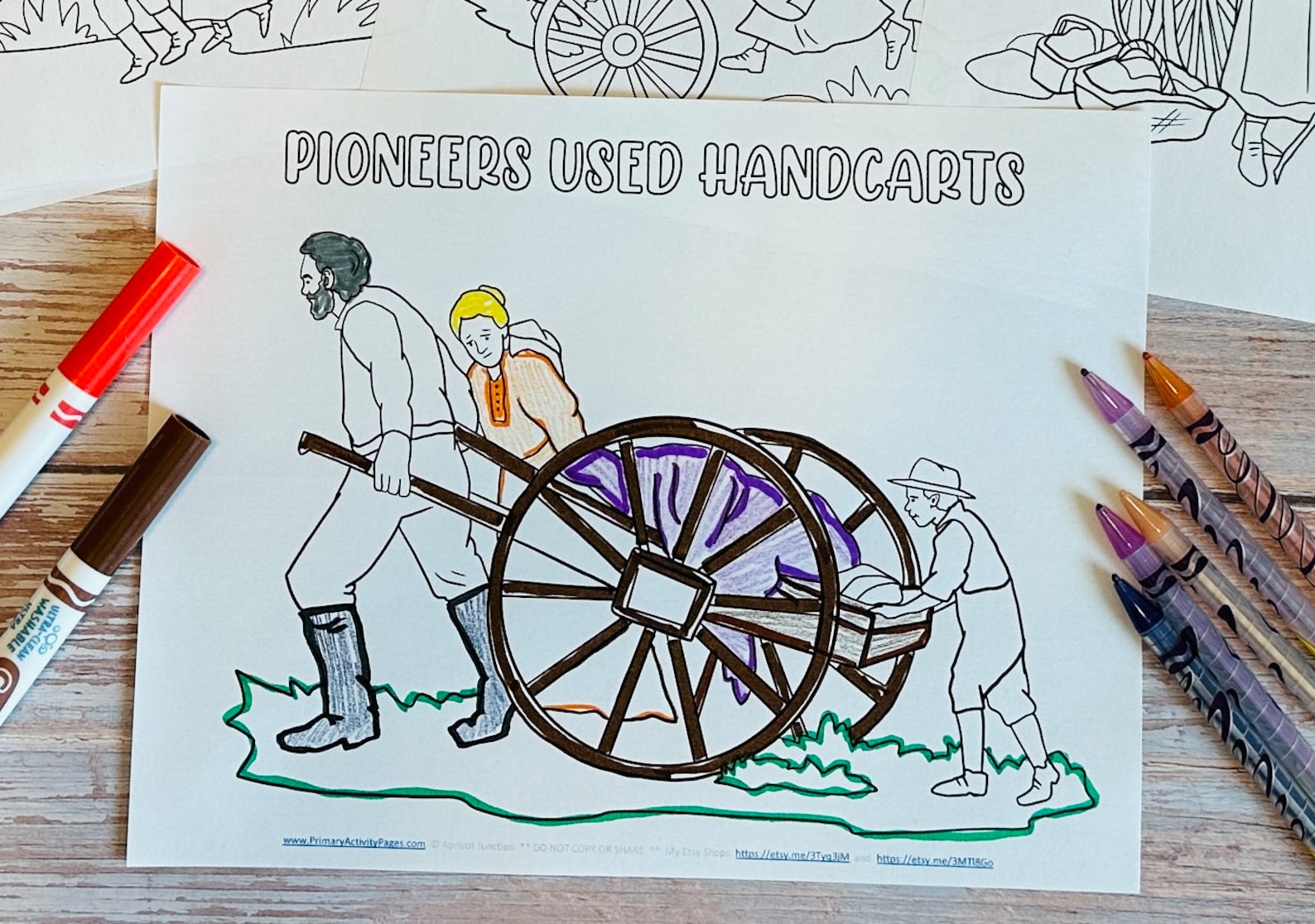 LDS Pioneer Day Coloring Pages, "mormon" Pioneers, Full-page Hand-drawn ...