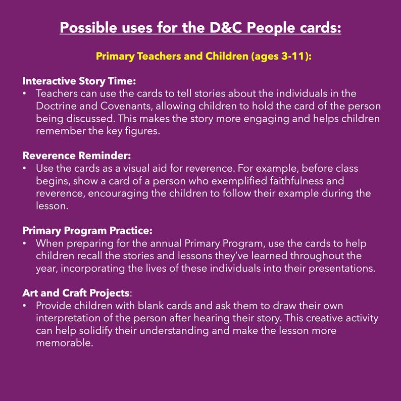 LDS D&C People Cards, 3 Sizes, Digital Download, Printable, Primary ...