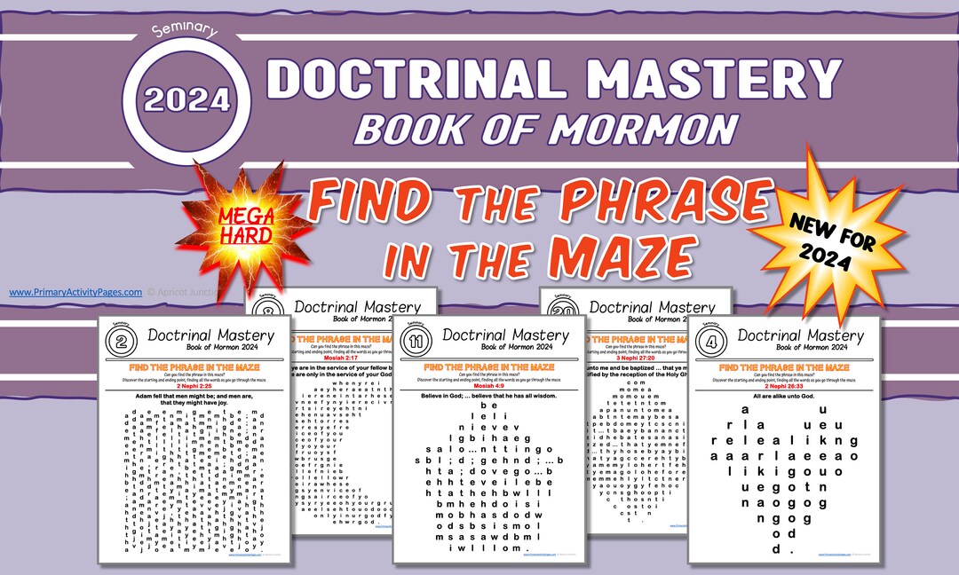 MEGA-HARD Mazes 24 Full Page 2024 Doctrinal Mastery Book of Mormon ...