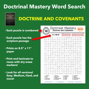 24 Medium WORD SEARCH, D&C Doctrine and Covenants Doctrinal Mastery ...