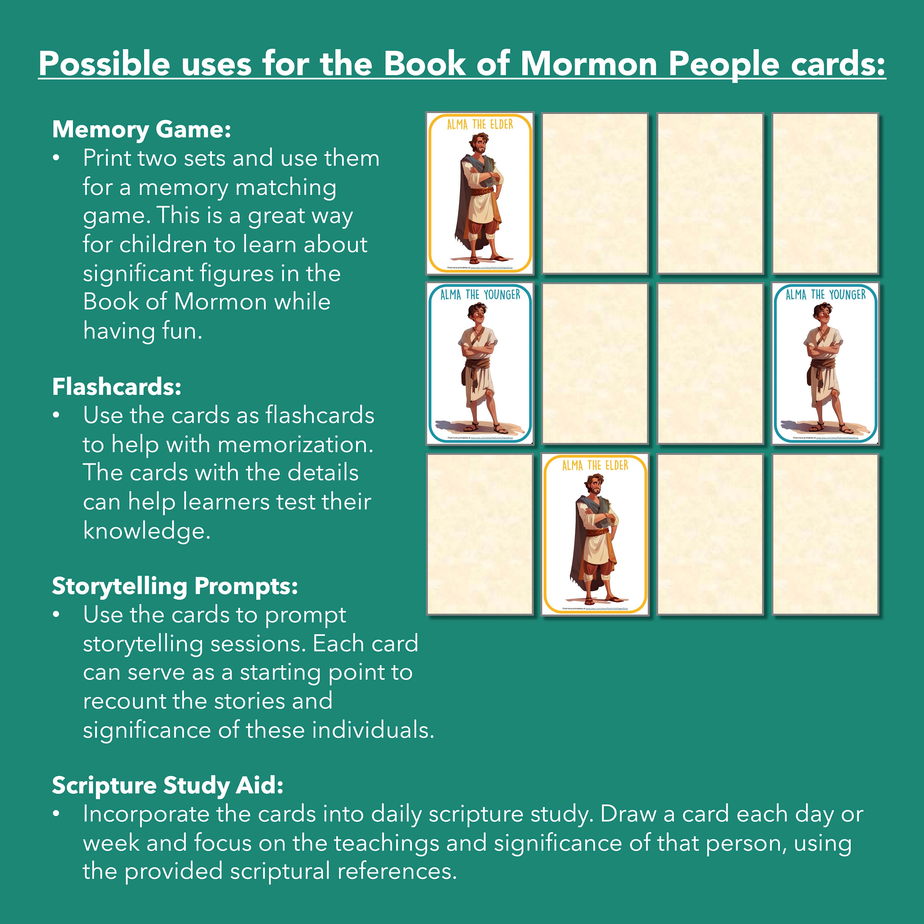 LDS Book of Mormon People Cards, 3 Sizes, Digital Download, Printable ...