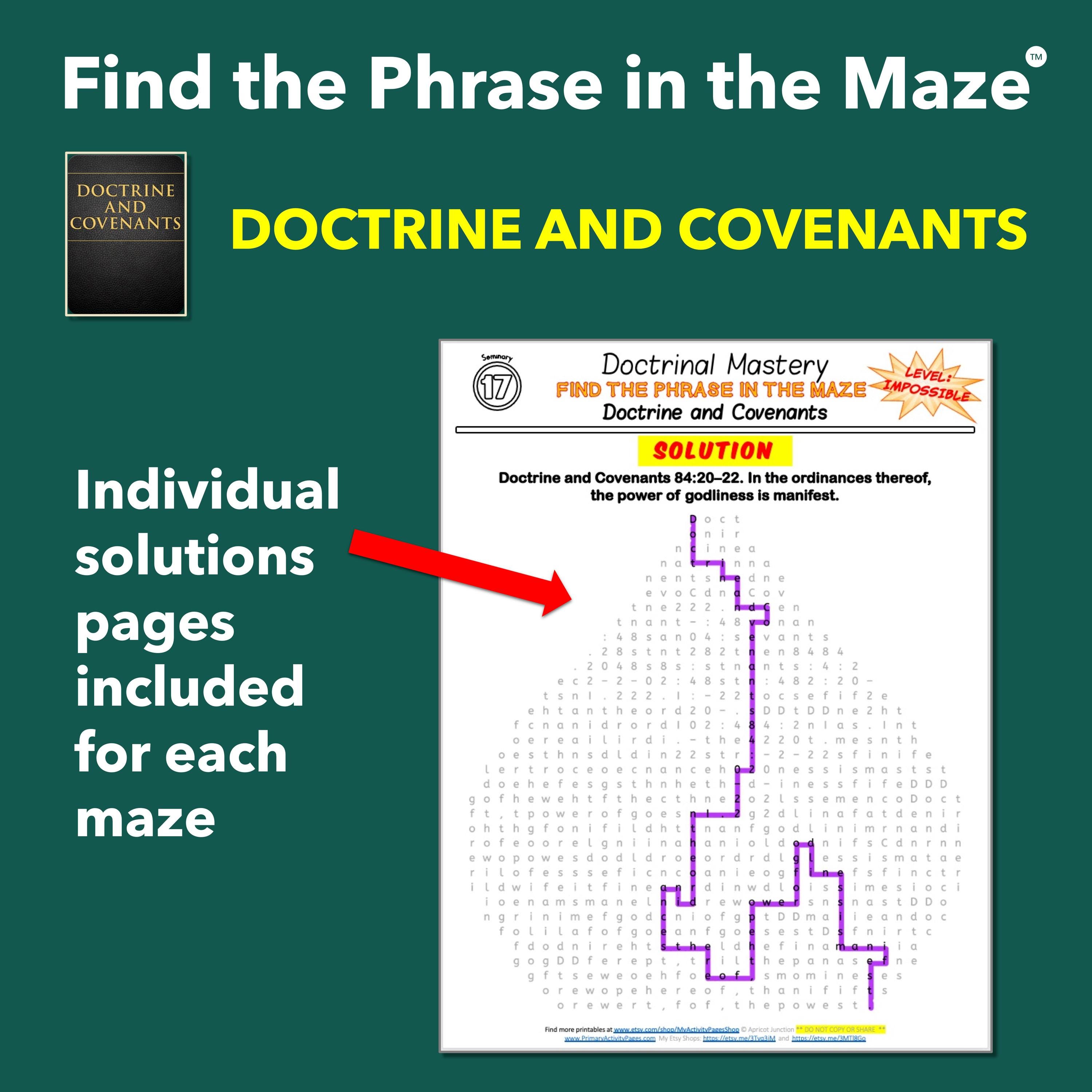 LDS D&C IMPOSSIBLE Mazes, Doctrine and Covenants Doctrinal Mastery, 24 ...