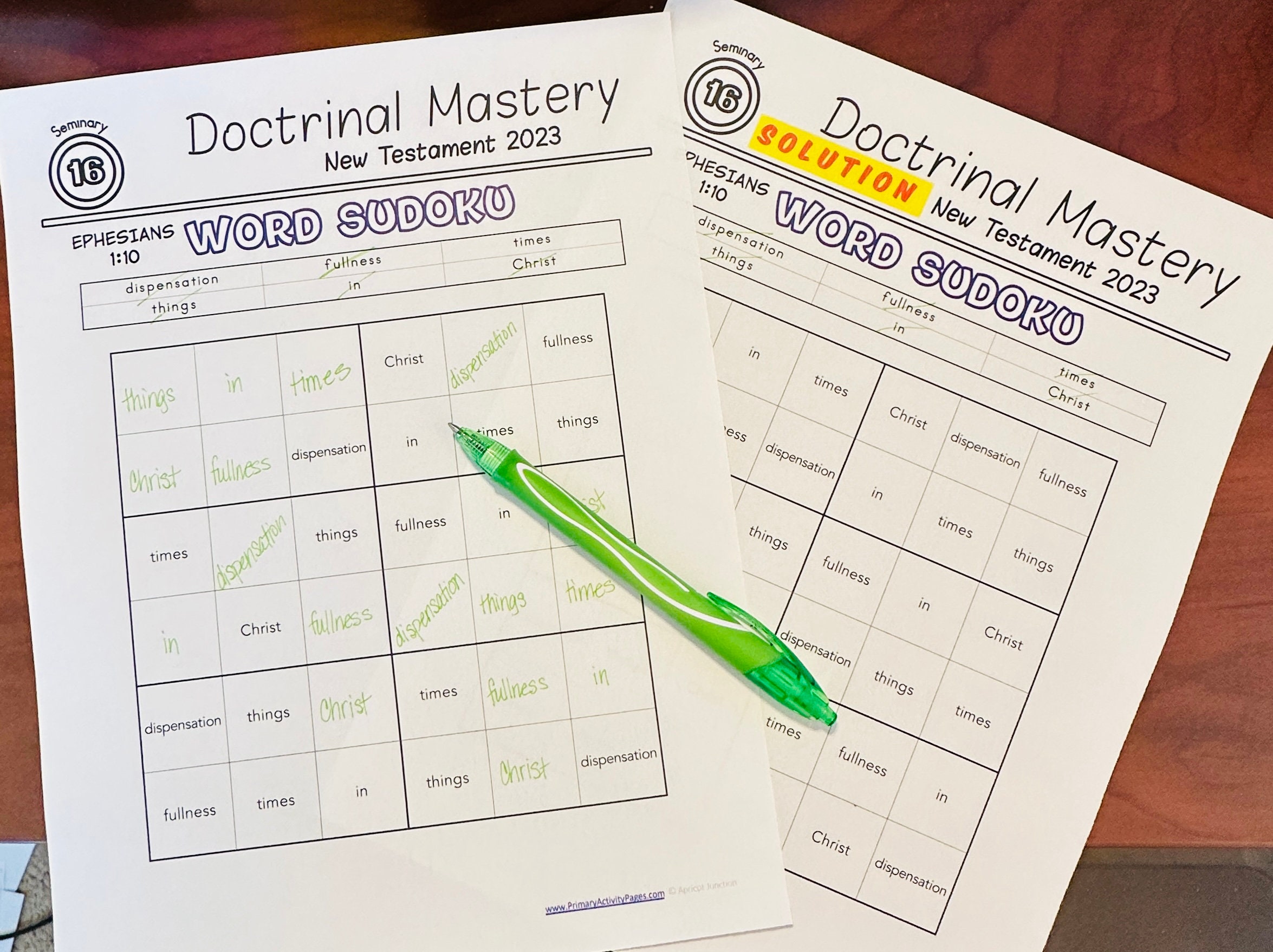 6X6 WORD SUDOKU 2023 Doctrinal Mastery New Testament Puzzles Printable ...