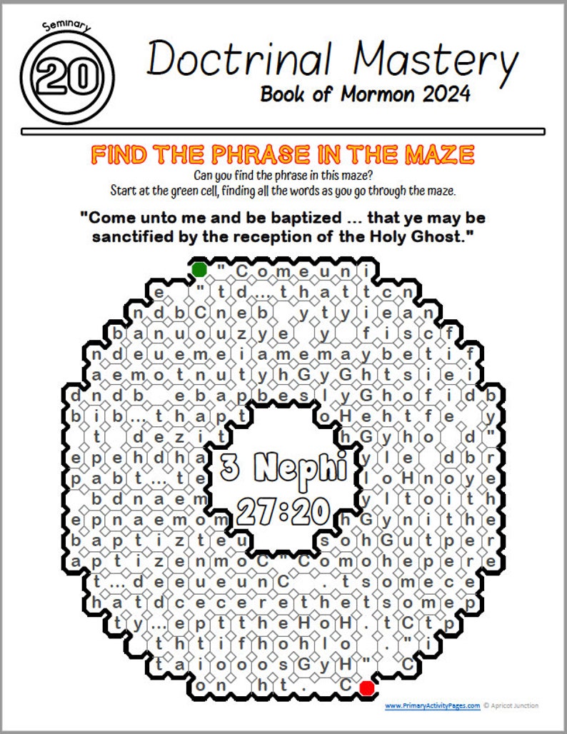 Fun MAZES 24 Full Page 2024 Doctrinal Mastery Book of Mormon Printable ...