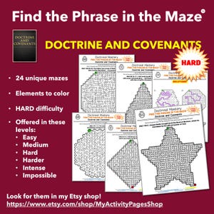 LDS D&C HARD Mazes, Doctrine and Covenants Doctrinal Mastery, 24 Full ...