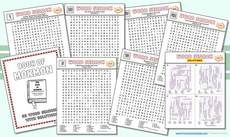 2024 Book of Mormon EASY Word Search LDS "come, Follow Me" 52 Page Fun ...
