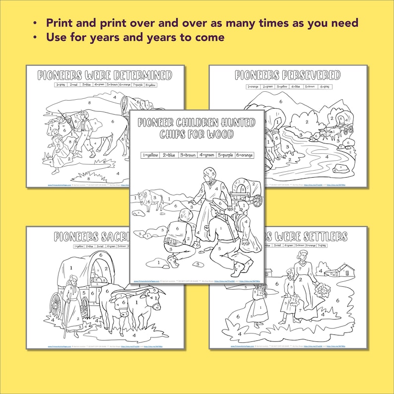 LDS Pioneer Color by Number Coloring Pages, mormon Pioneers, Full-page ...