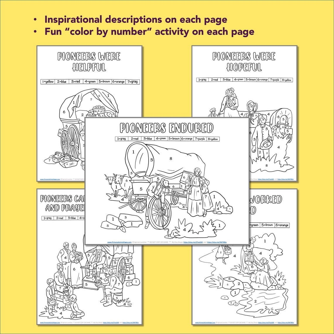 LDS Pioneer Color by Number Coloring Pages, mormon Pioneers, Full-page ...