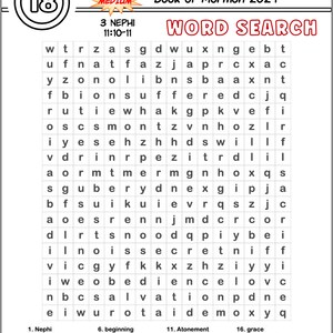 24 WORD SEARCH Medium 2024 Doctrinal Mastery Book of Mormon Print Learn ...