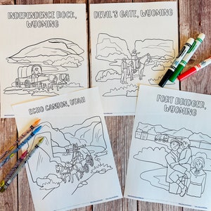 LDS Pioneer Landmarks Coloring Pages, "mormon" Pioneers, Full-page Hand ...