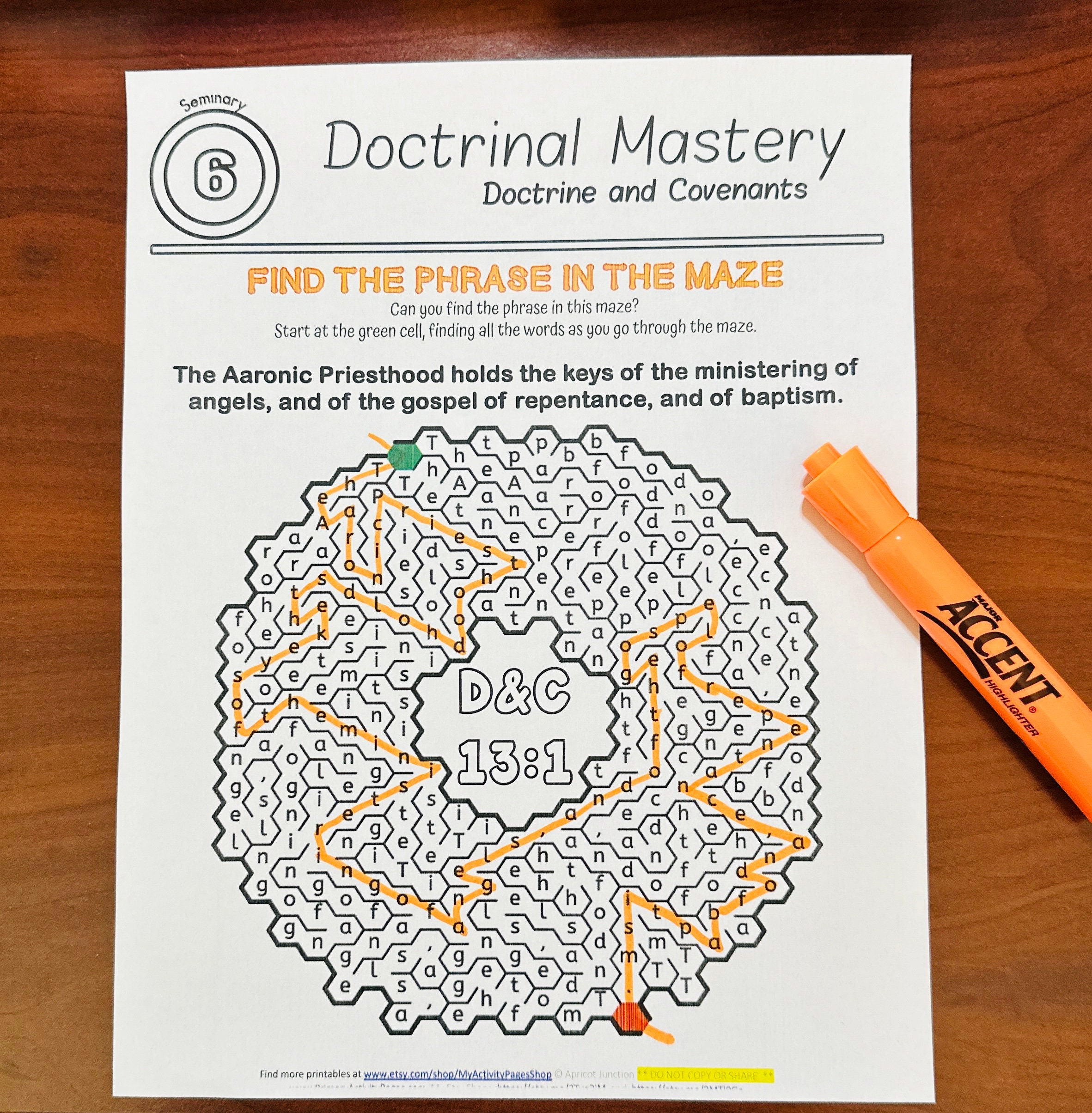 LDS D&C MEDIUM Mazes, Doctrine and Covenants Doctrinal Mastery, Full ...