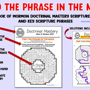 Fun MAZES 24 Full Page 2024 Doctrinal Mastery Book of Mormon Printable ...
