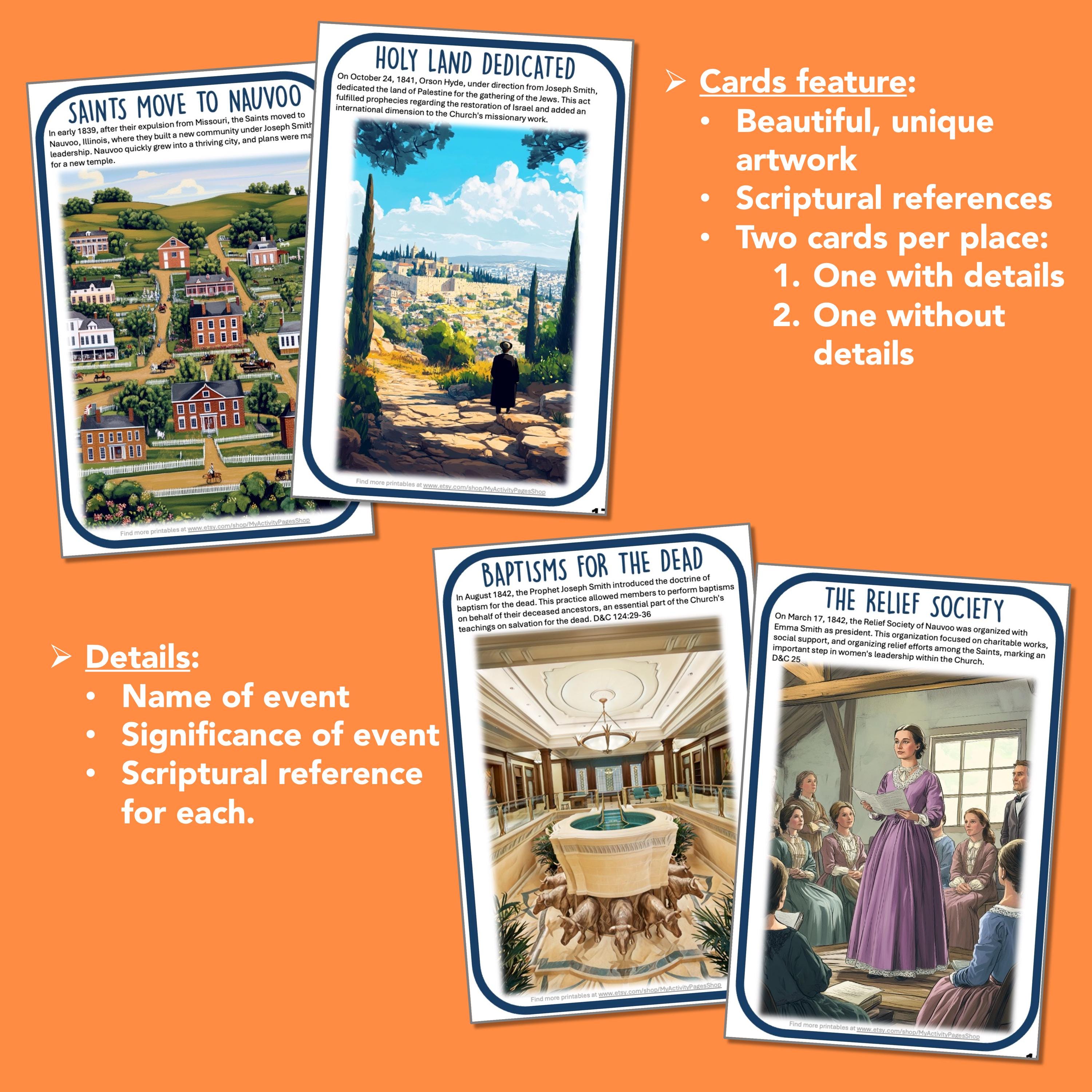 LDS D&C Events Cards, 3 Sizes, Digital Download, Printable, Primary ...