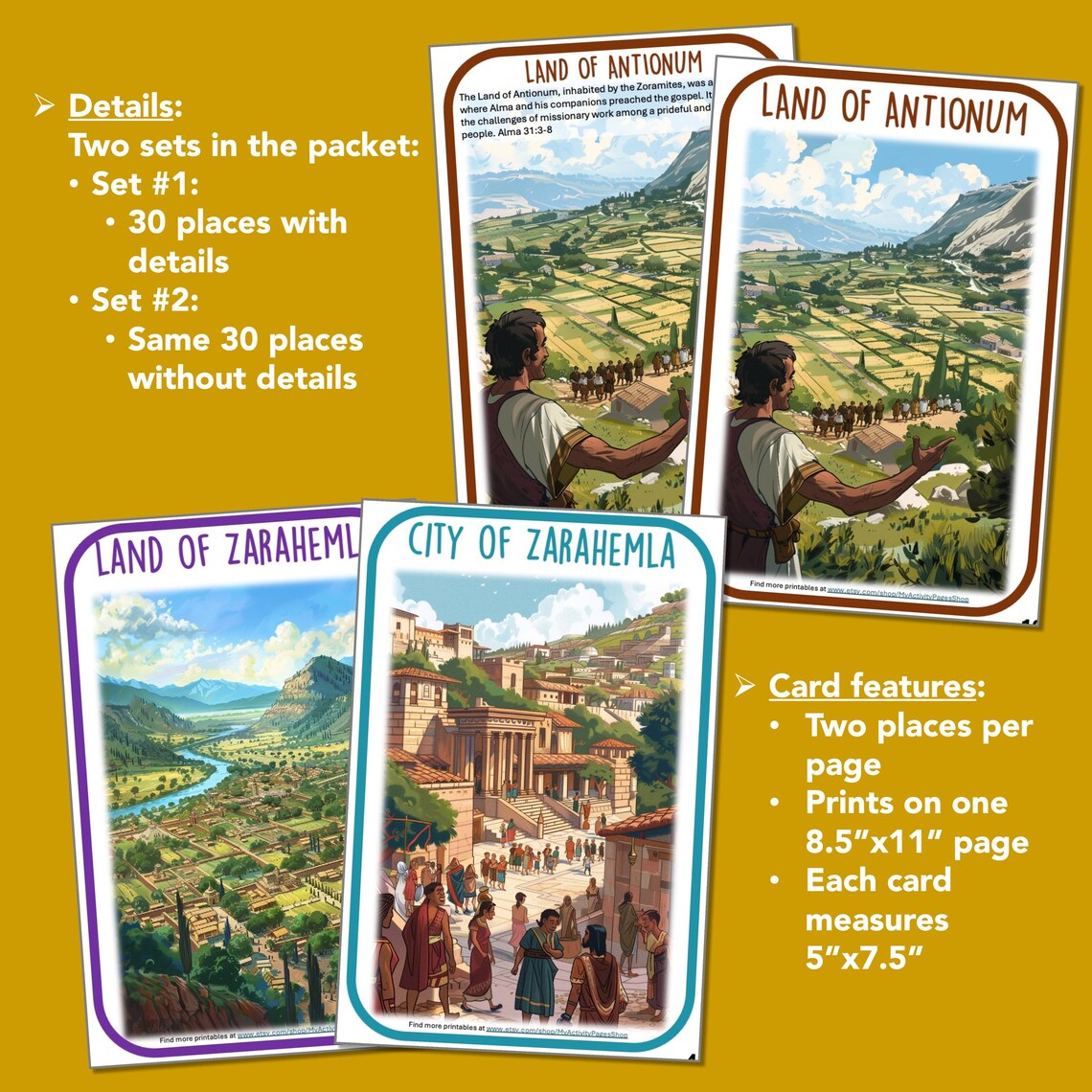 LDS Book of Mormon Places Cards, 3 Sizes, Digital Download, Printable ...