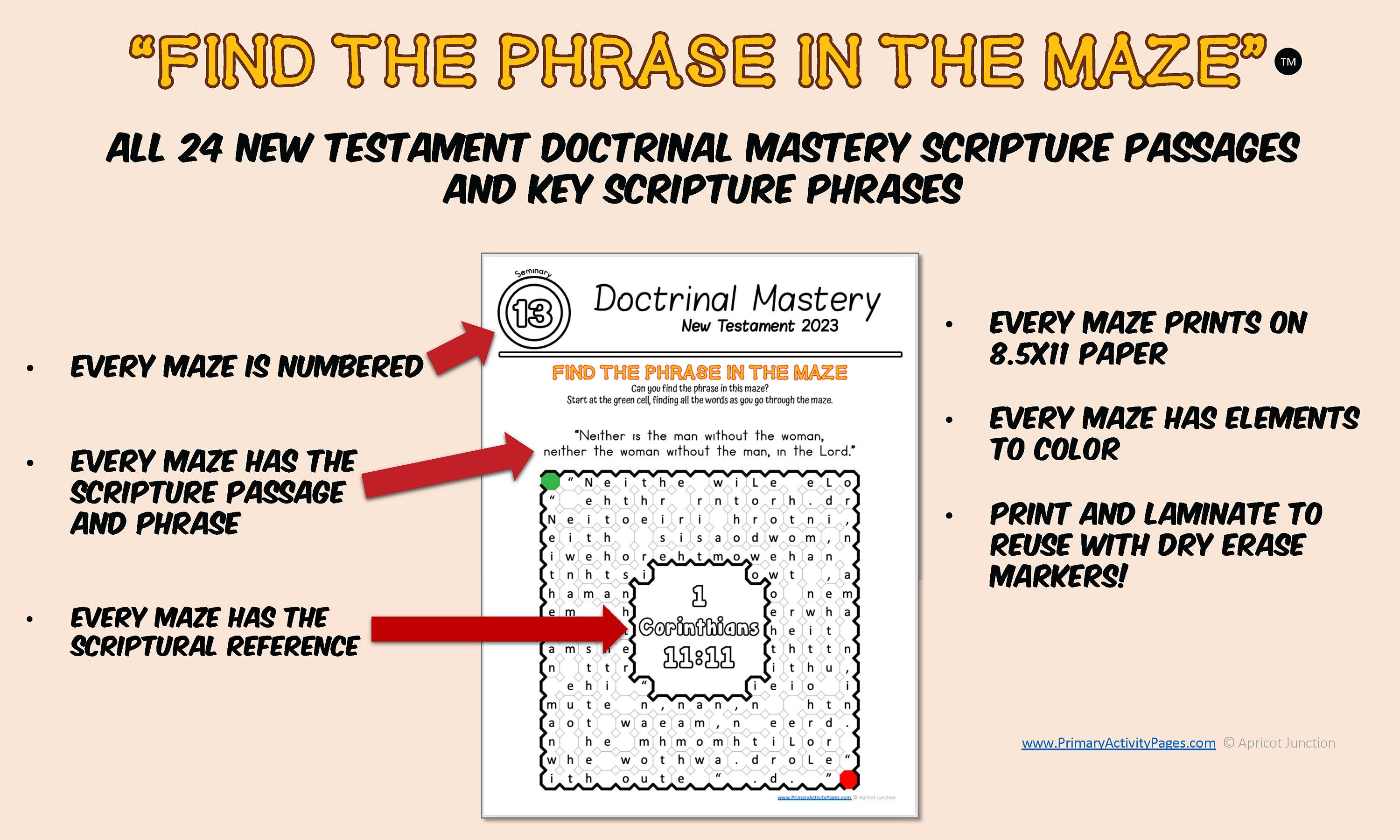 24 MAZES Full Page 2023 Doctrinal Mastery New Testament Printable Learn ...