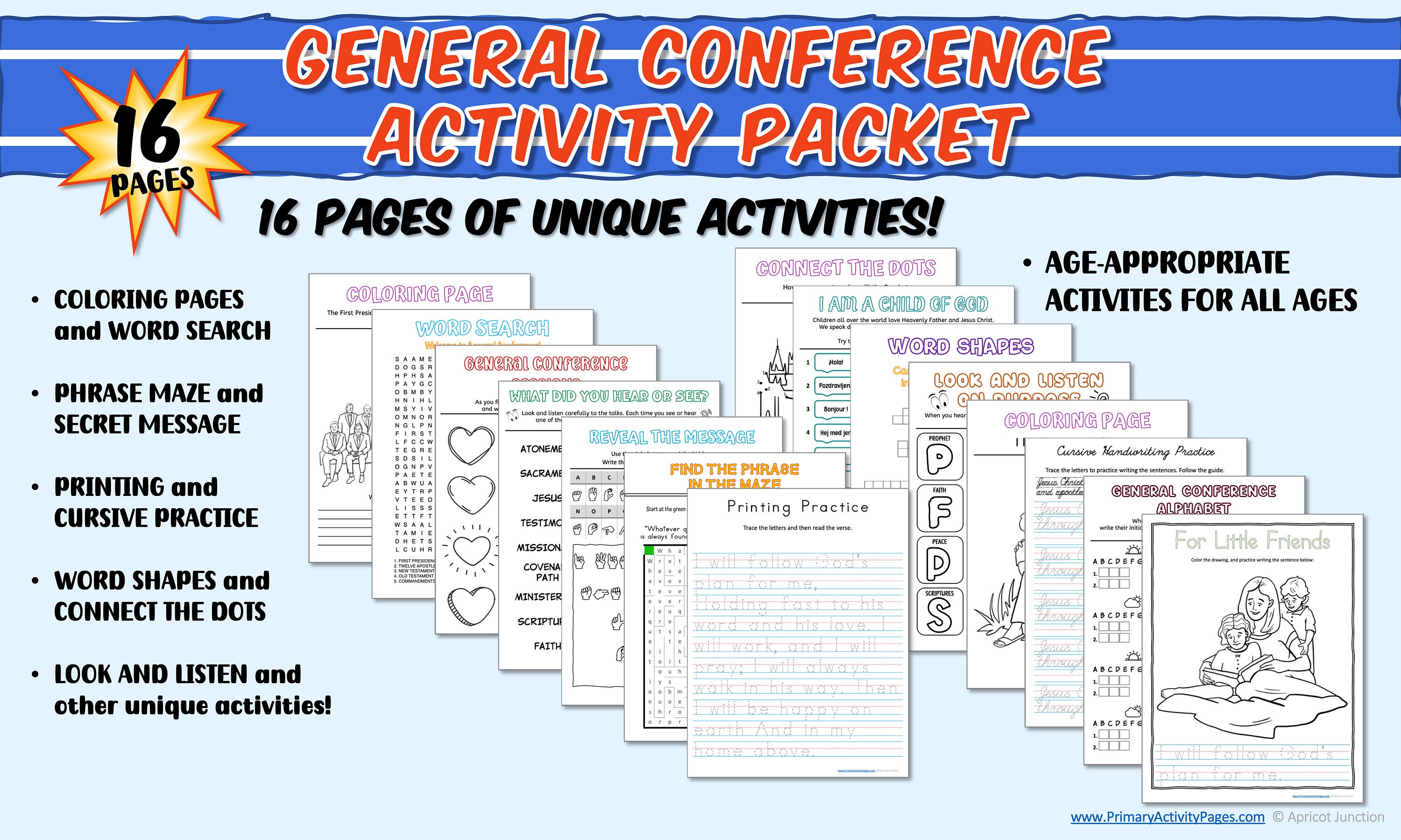ACTIVITY PACKET General Conference April 2024 Full-sized 15 Pages ...