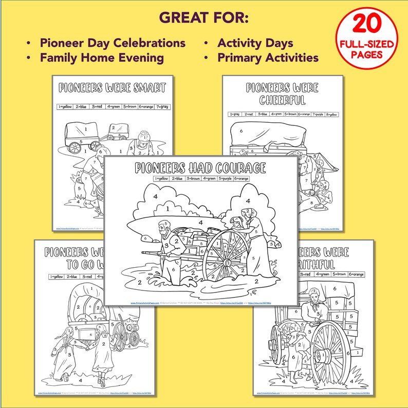 LDS Pioneer Color by Number Coloring Pages, "mormon" Pioneers, Full ...