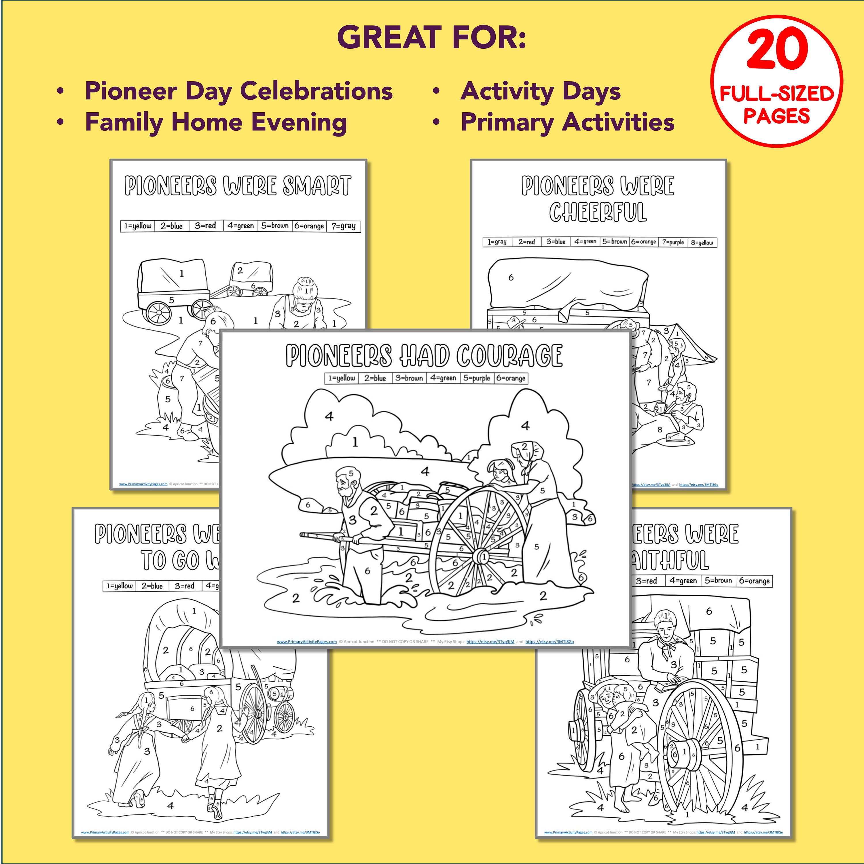 LDS Pioneer Color by Number Coloring Pages, "mormon" Pioneers, Full ...