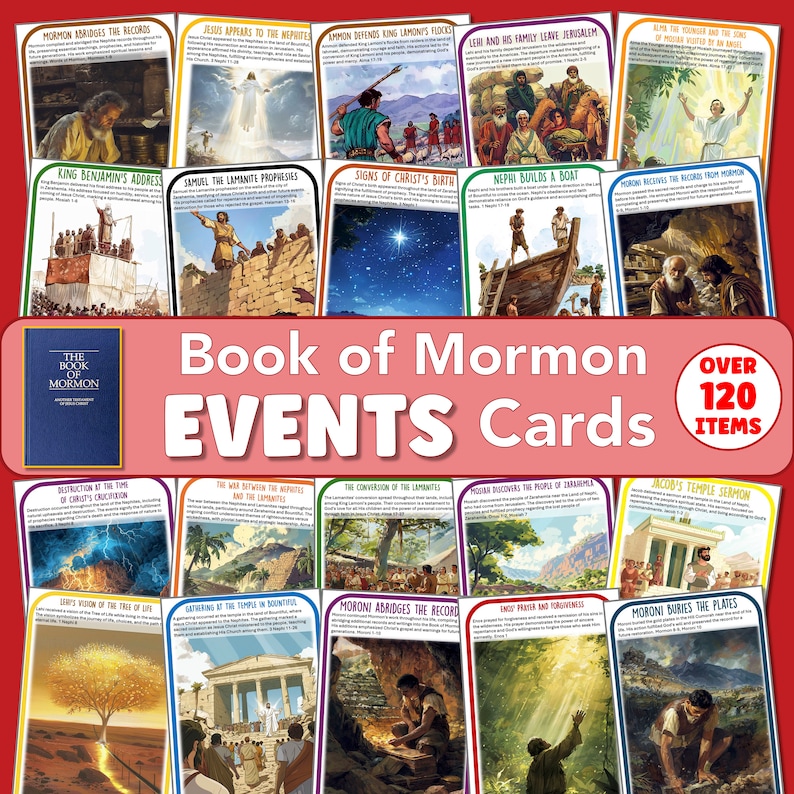LDS Book of Mormon Events Cards, 3 Sizes, Digital Download, Printable ...