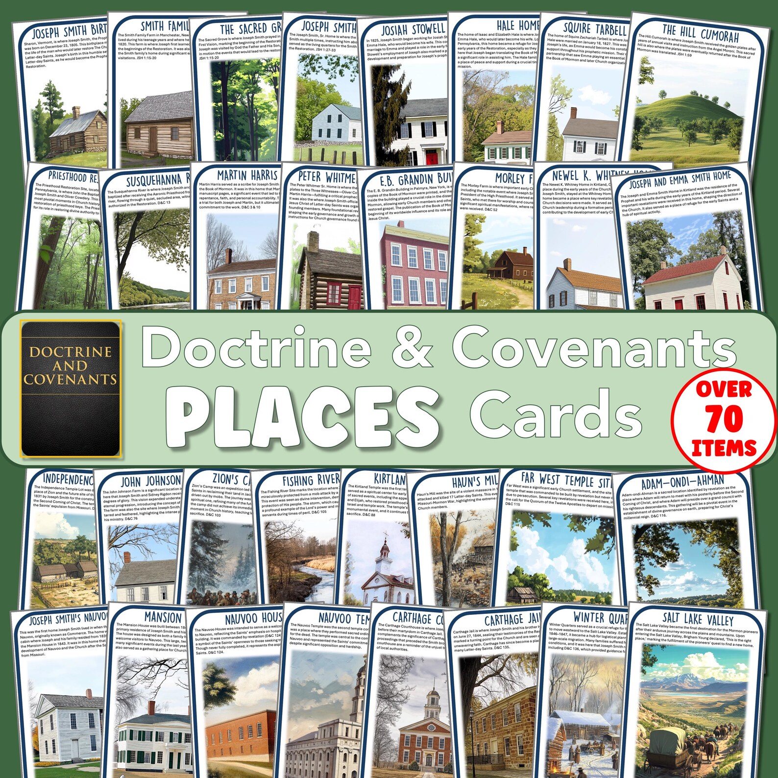 LDS D&C Places Cards, 3 Sizes, Digital Download, Printable, Primary Days, YM/YW, Seminary ...