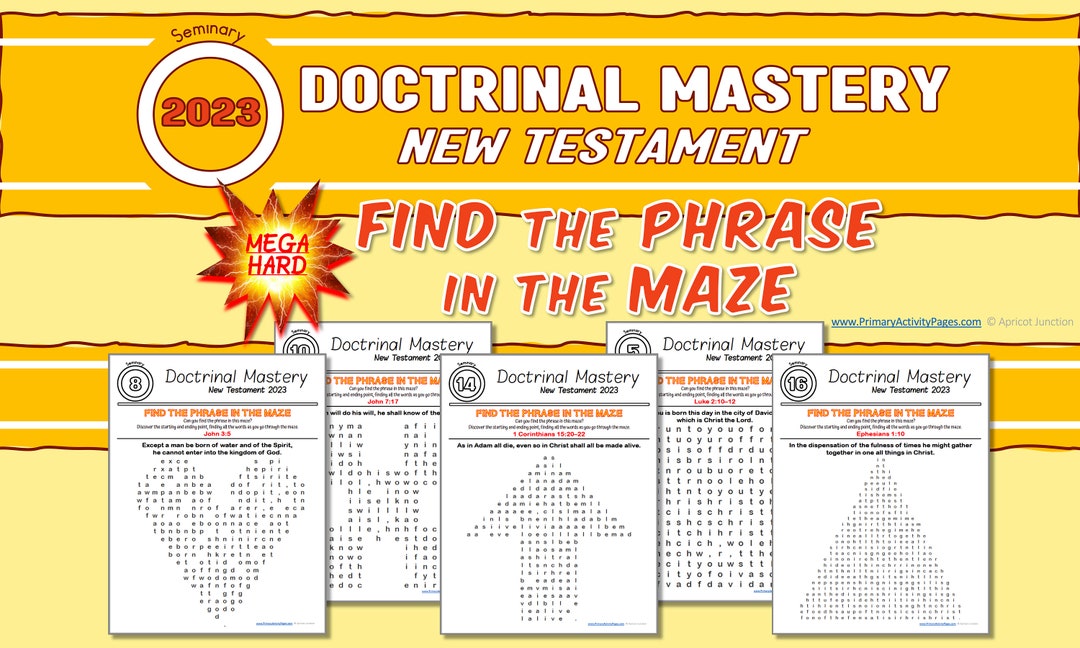 MEGA-HARD Mazes 24 Full Page 2023 Doctrinal Mastery New Testament ...