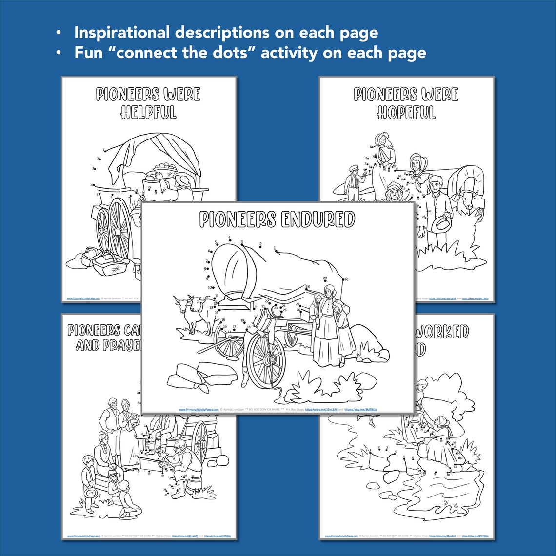 LDS Pioneer Day Connect-the-dots Coloring Pages, Mormon Pioneers, Full ...