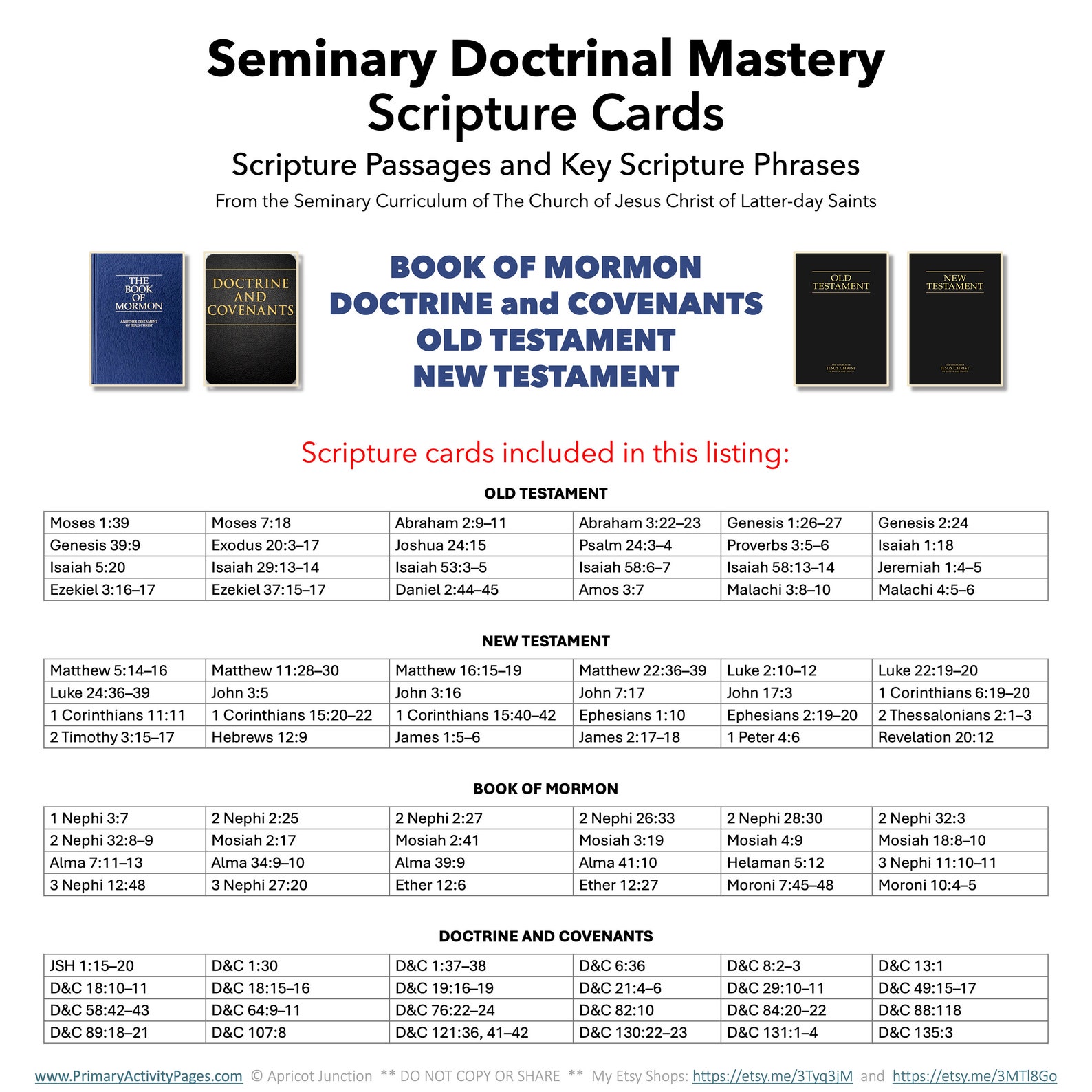 LDS Bundled Bom, D&C, OT, NT, Seminary Doctrinal Mastery Scripture ...