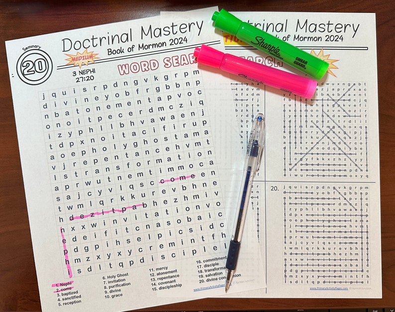 24 WORD SEARCH Medium 2024 Doctrinal Mastery Book of Mormon Print Learn ...
