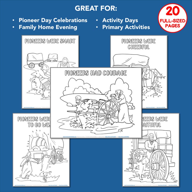 LDS Pioneer Day Connect-the-dots Coloring Pages, Mormon Pioneers, Full ...