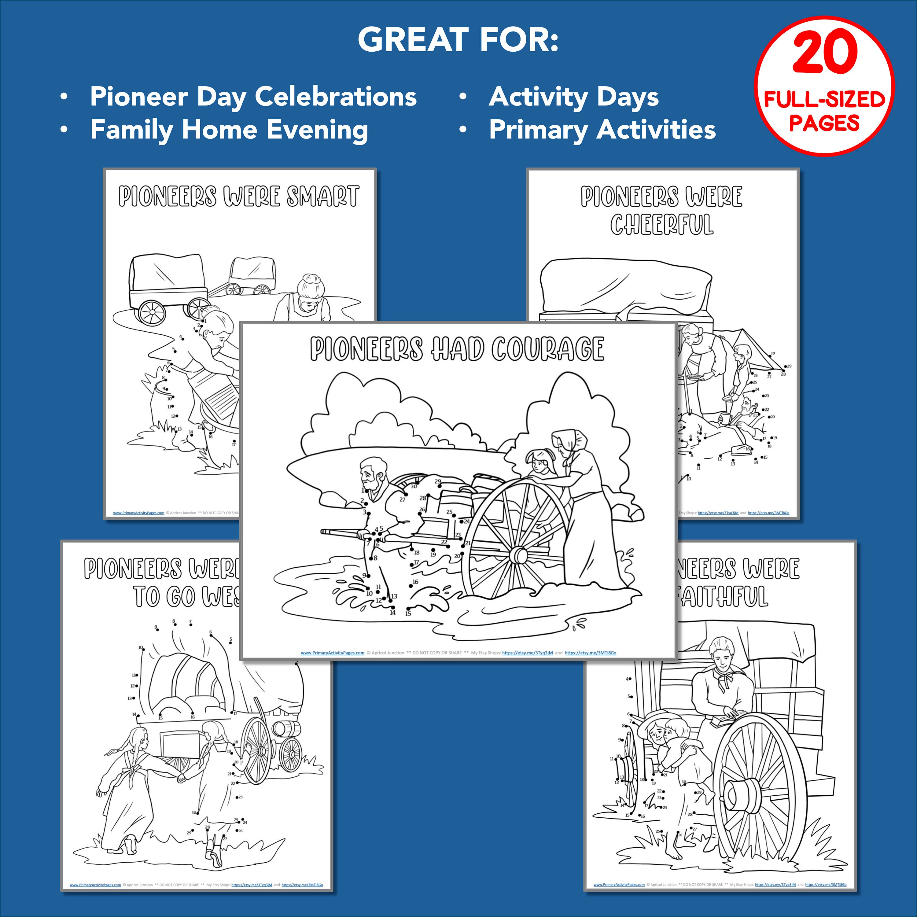 LDS Pioneer Day Connect-the-dots Coloring Pages, Mormon Pioneers, Full ...