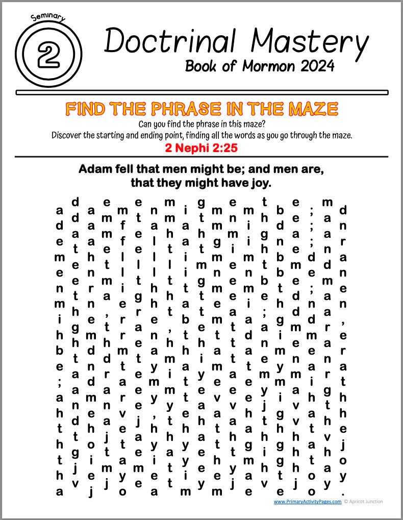 MEGA-HARD Mazes 24 Full Page 2024 Doctrinal Mastery Book of Mormon ...
