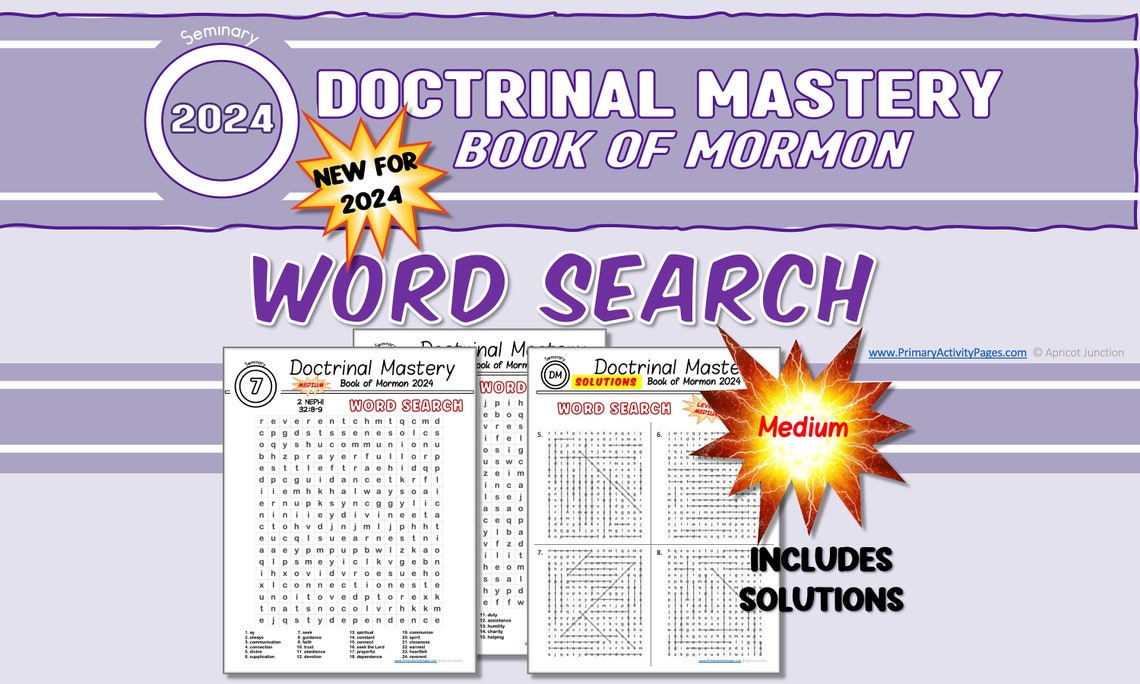2024 Doctrinal Mastery Word Search for Book of Mormon - Etsy