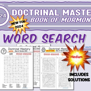 24 WORD SEARCH Medium 2024 Doctrinal Mastery Book of Mormon Print Learn ...
