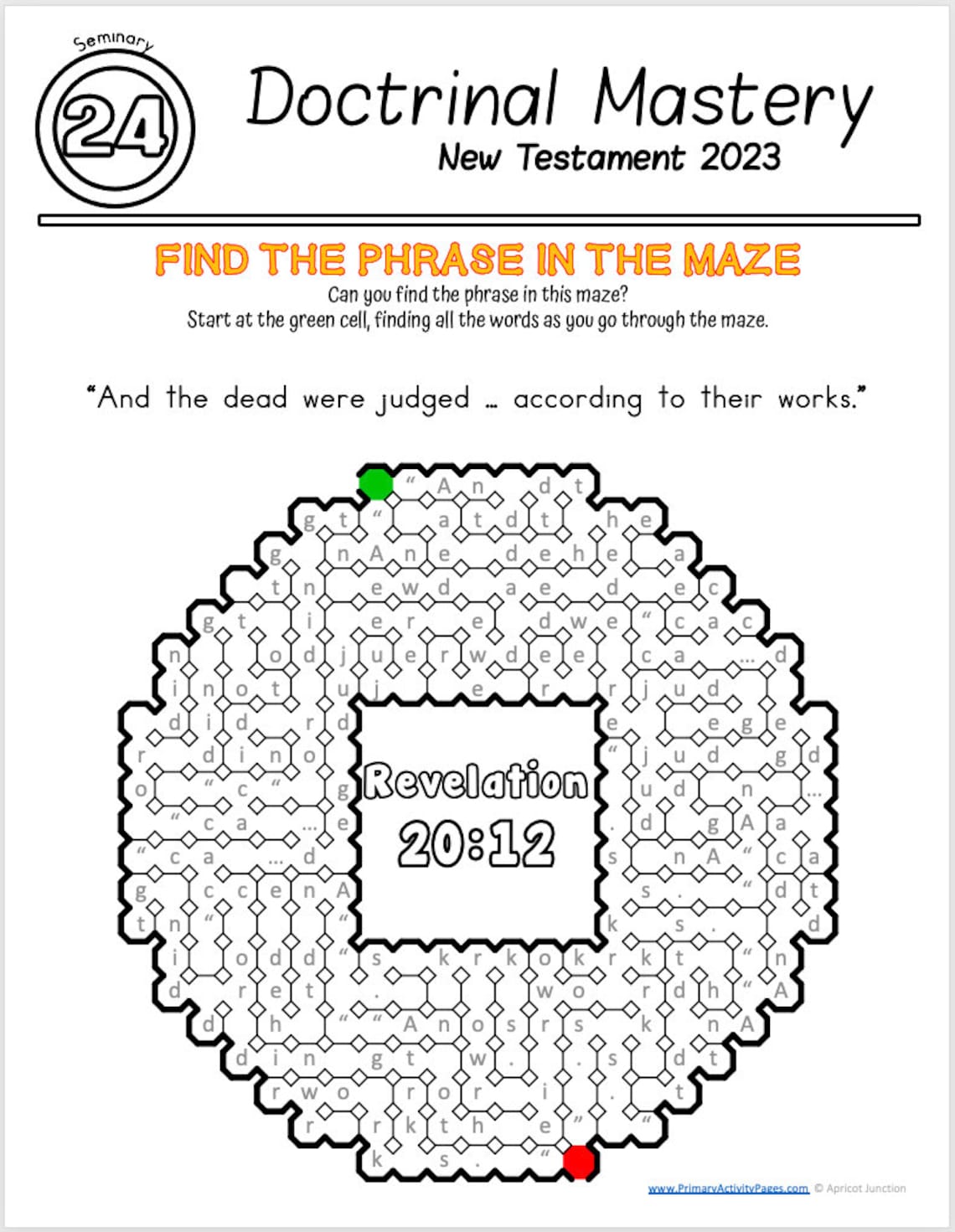 24 MAZES Full Page 2023 Doctrinal Mastery New Testament Printable Learn ...