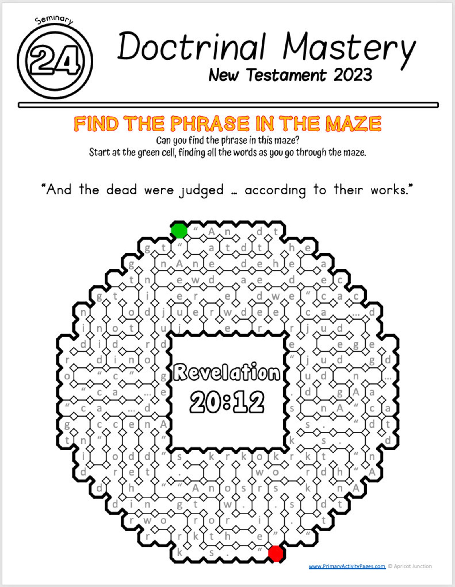 24 MAZES Full Page 2023 Doctrinal Mastery New Testament Printable Learn ...