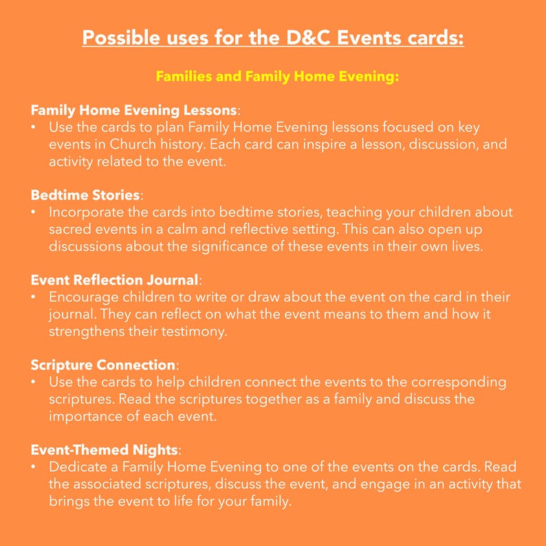 LDS D&C Events Cards, 3 Sizes, Digital Download, Printable, Primary ...