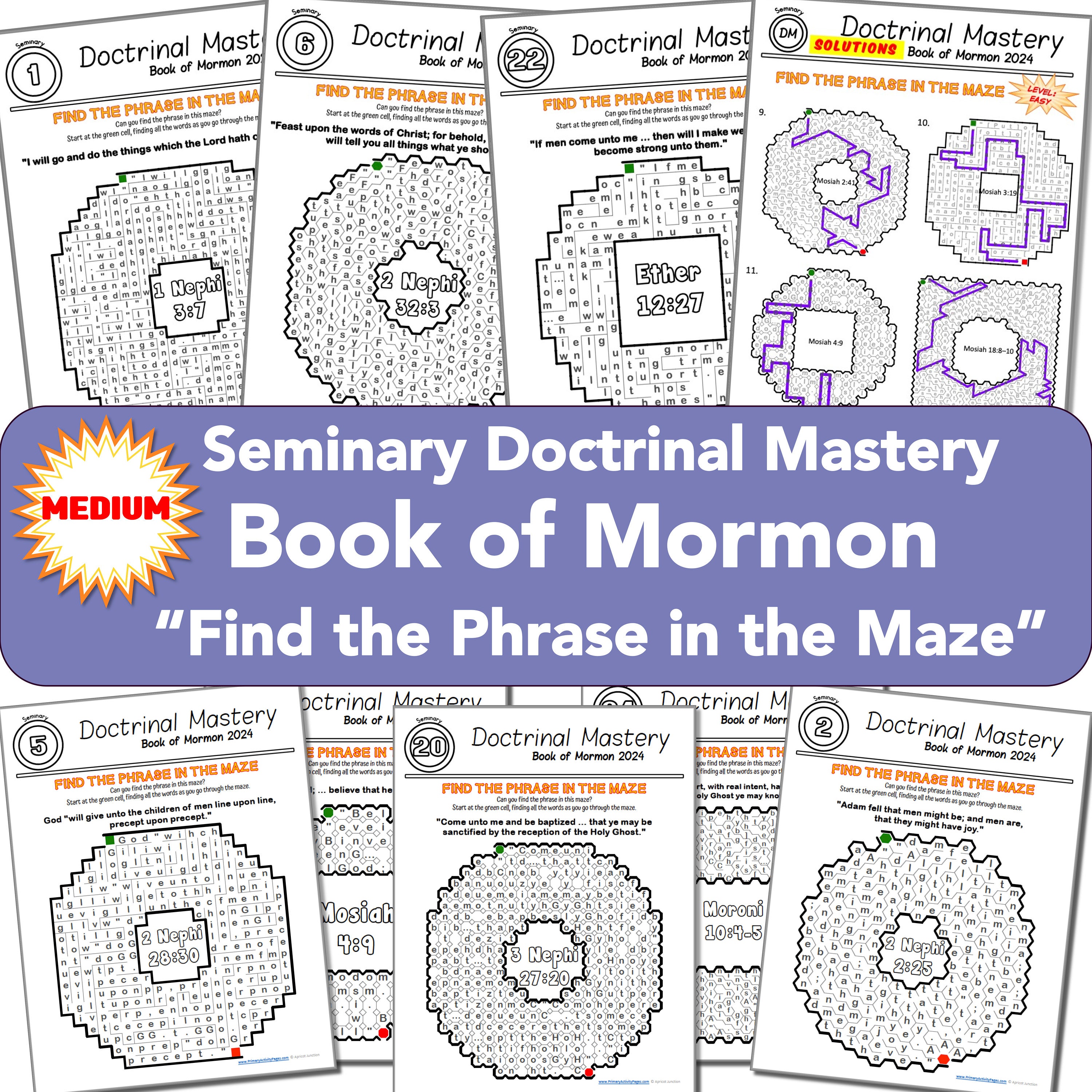 Fun MAZES 24 Full Page 2024 Doctrinal Mastery Book of Mormon Printable ...