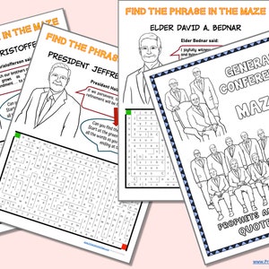 MAZES of QUOTES General Conference Color Pages LDS Prophet Apostles ...