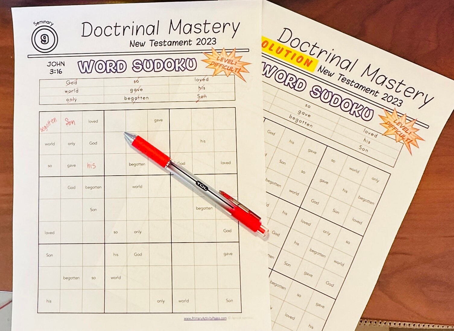 9x9 WORD SUDOKU Hard 2023 Doctrinal Mastery New Testament Puzzles ...