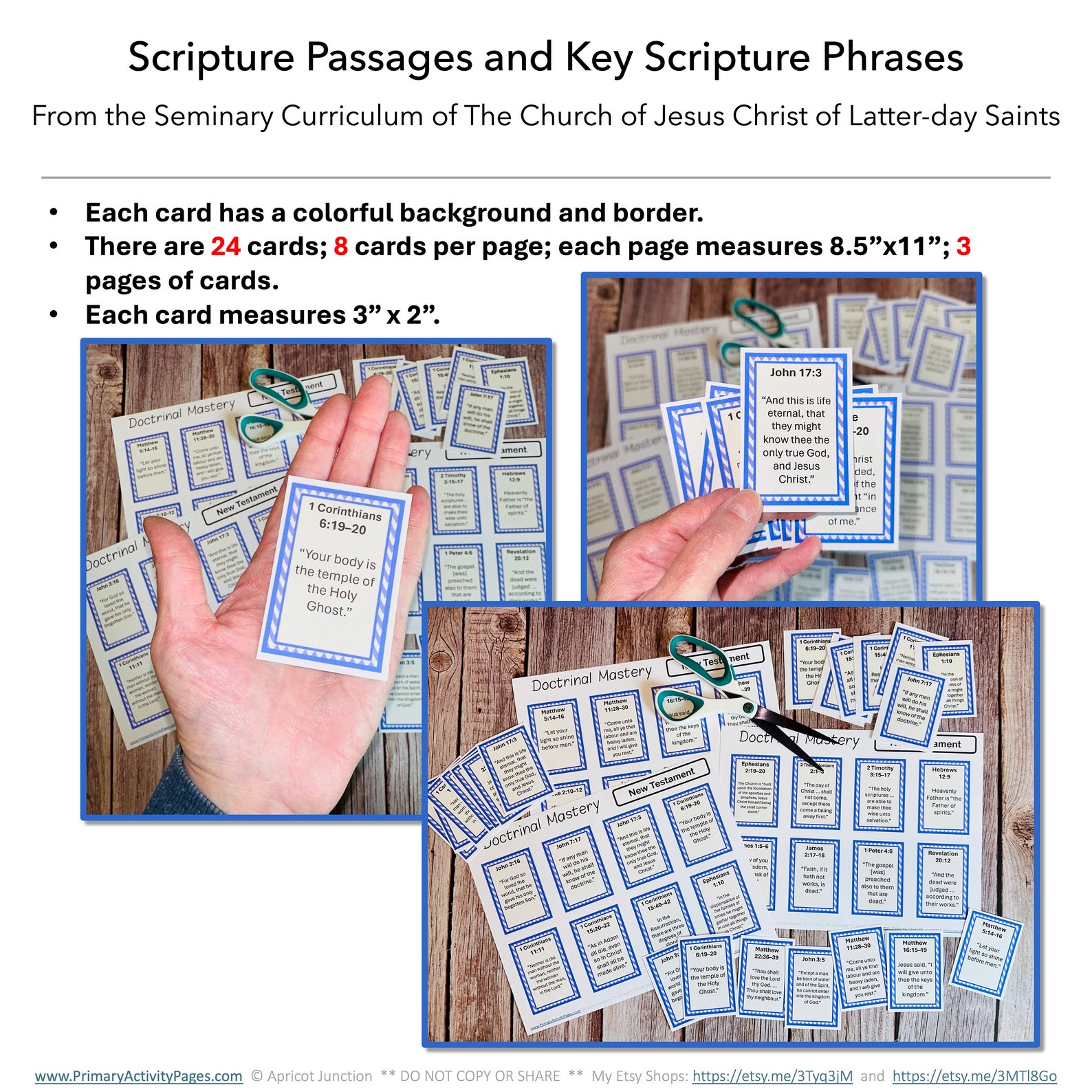 LDS New Testament, Seminary Doctrinal Mastery Scripture Passages and ...