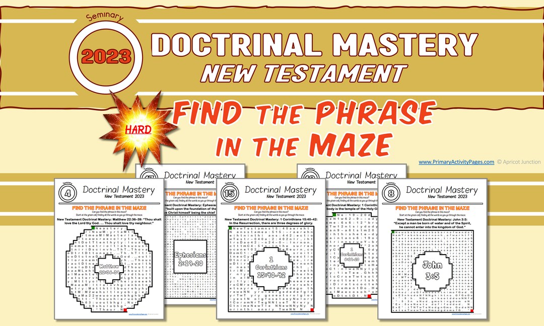 HARD MAZES 24 Pages 2023 Doctrinal Mastery New Testament Printable ...
