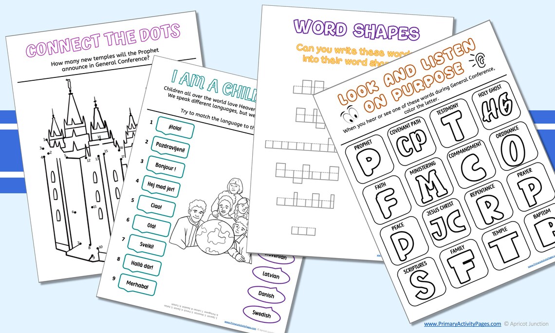 ACTIVITY PACKET General Conference April 2024 Full-sized 15 Pages ...