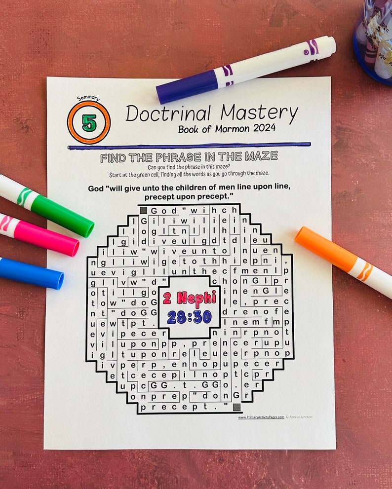 Fun MAZES 24 Full Page 2024 Doctrinal Mastery Book of Mormon Printable ...