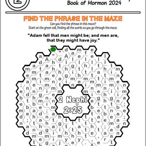 Fun MAZES 24 Full Page 2024 Doctrinal Mastery Book of Mormon Printable ...