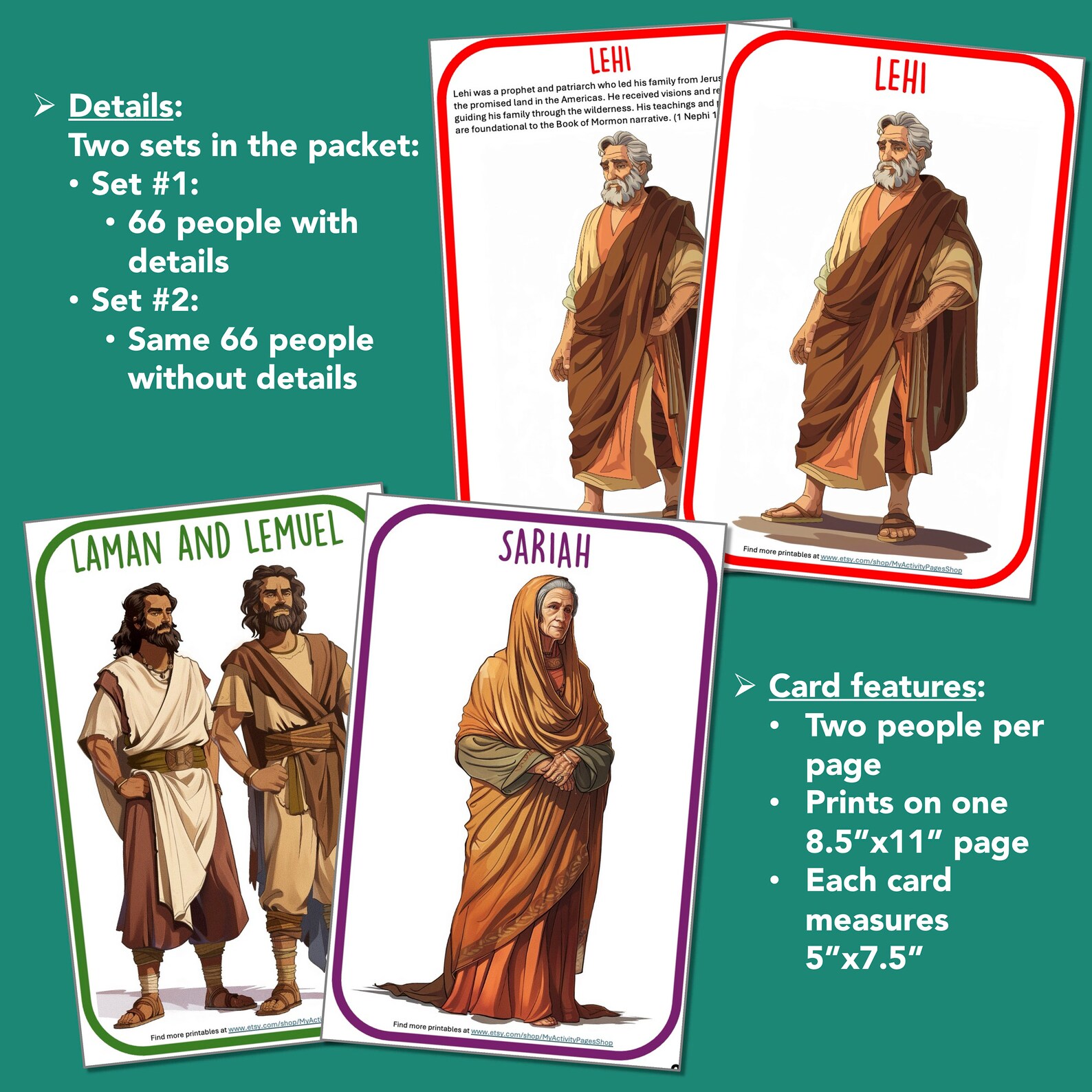 LDS Book of Mormon People Cards, 3 Sizes, Digital Download, Printable ...