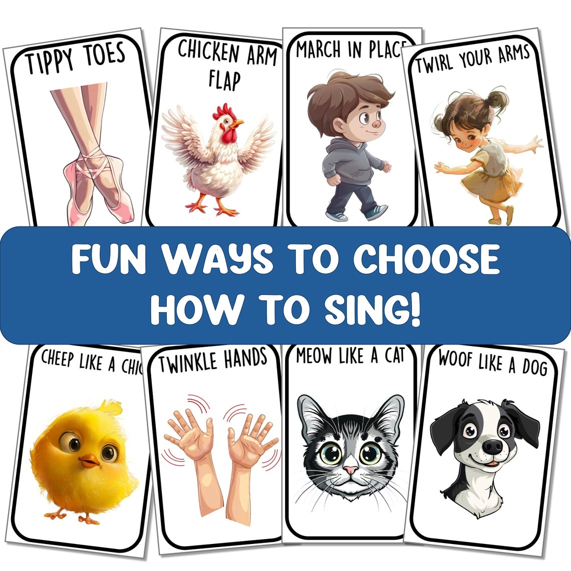 LDS Fun "ways to Sing" Primary Singing Time 4 Cards per Page, Printable ...